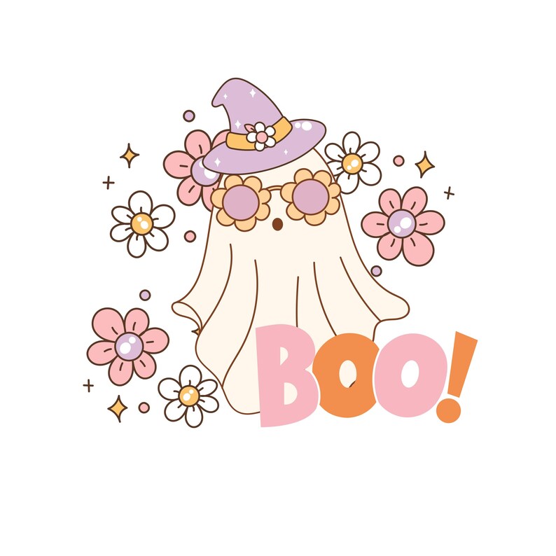 Groovy Ghost Halloween Png Graphic and Print, Digital Download, Clipart ...