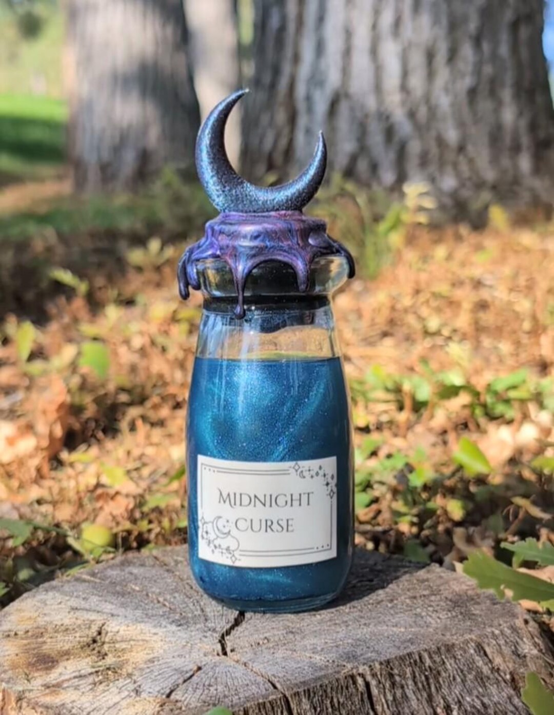 Moon Star Potion Bottle Apothecary, Celestial Dark Glass Bottle, Magic ...