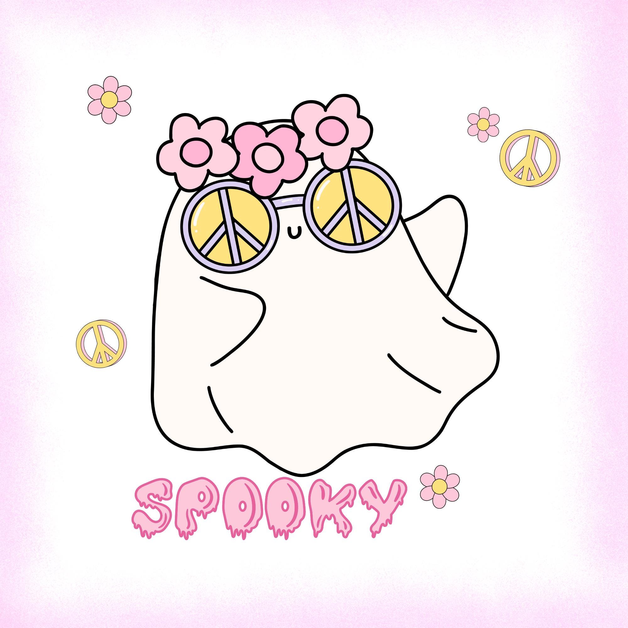 Hippie Ghost Halloween Png Graphic and Print, Digital Download, Clipart ...