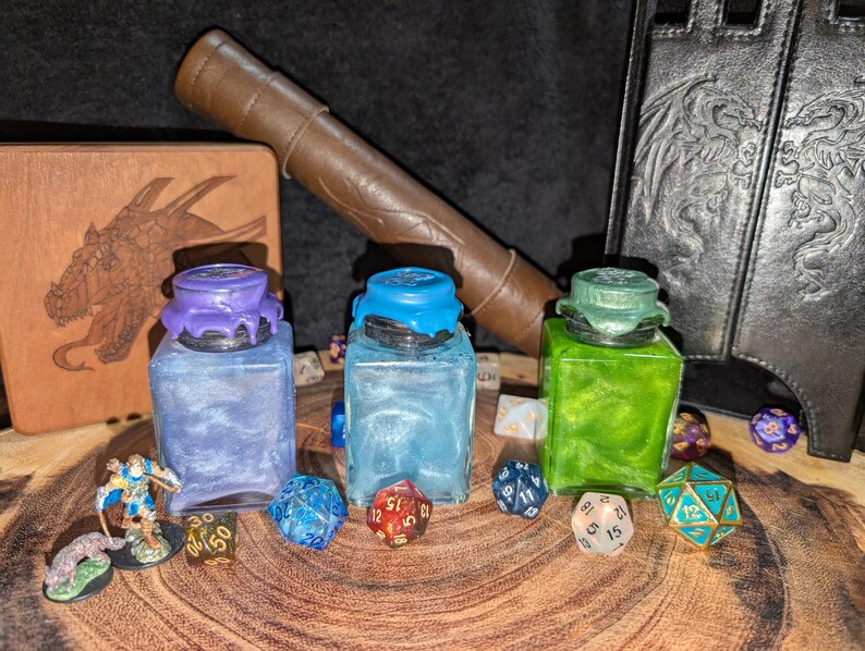 Custom Dnd Dice Potion Bottle Apothecary, Dungeons and Dragons Roller ...