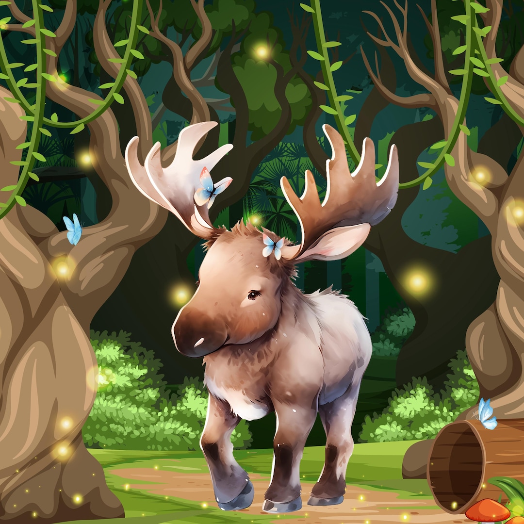 Cute Fantasy Moose Png Graphic and Print, Digital Download, Clipart ...
