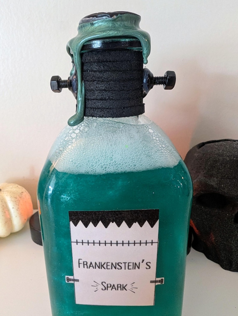 Frankenstein Halloween Potion Bottle, Spooky Green Apothecary Decor ...