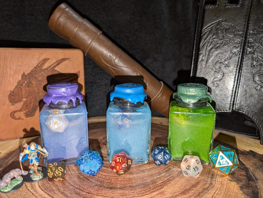 Custom Dnd Dice Potion Bottle Apothecary, Dungeons and Dragons Roller ...