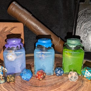 Custom Dnd Dice Potion Bottle Apothecary, Dungeons and Dragons Roller ...