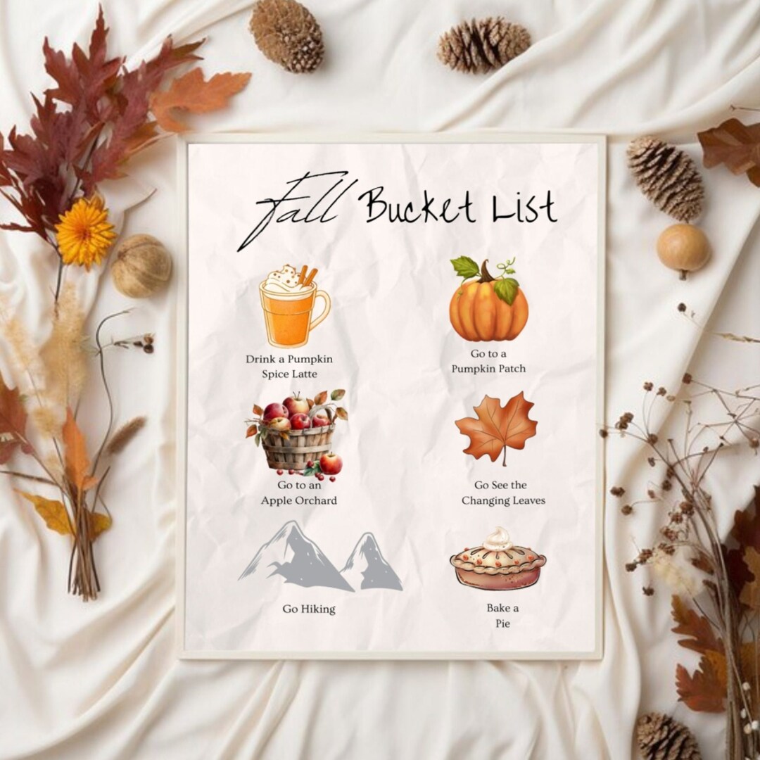 Fall Bucket List Printable Poster Autumn Decor Fall Decor Print Poster ...