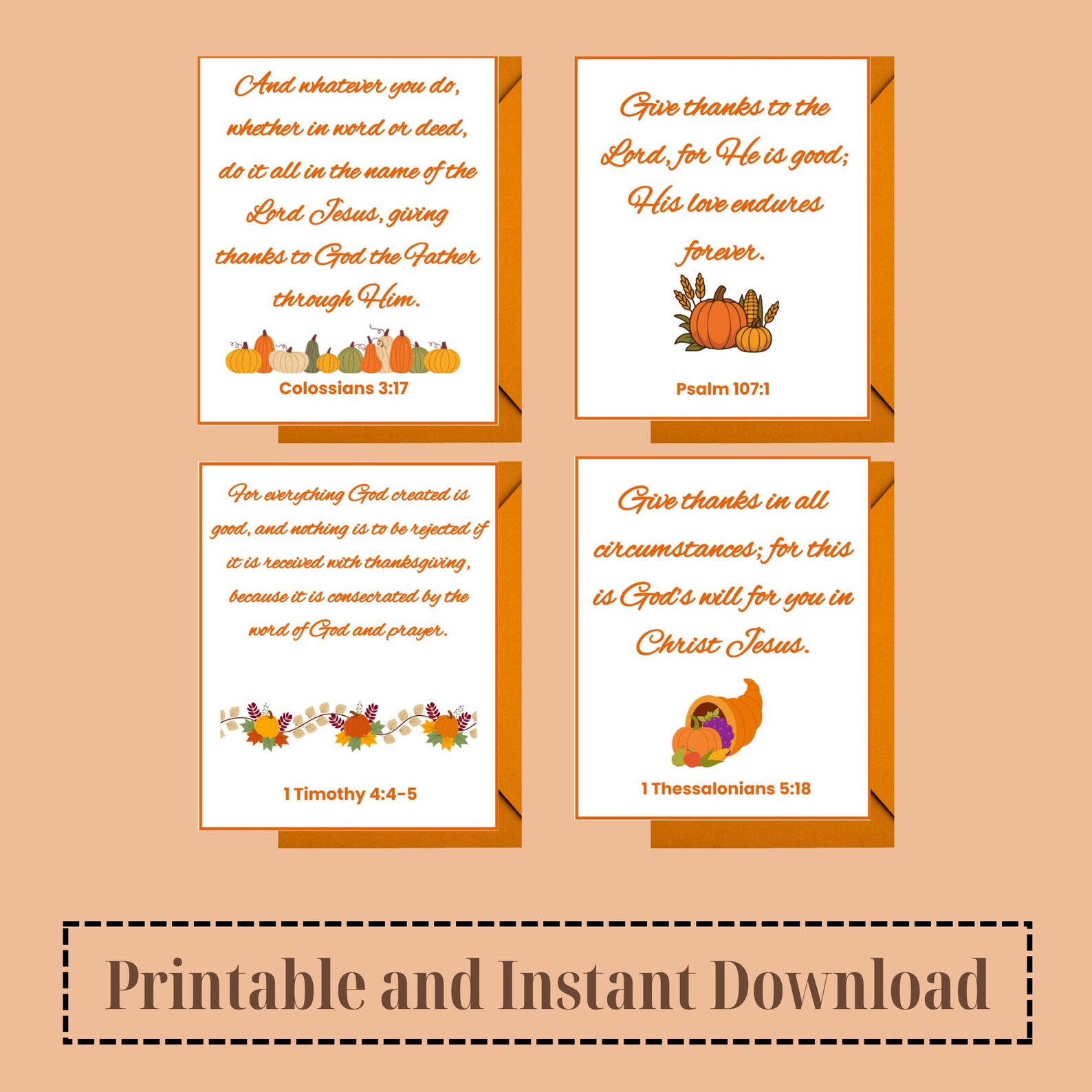 Thanksgiving Printable Scripture Cards, Beautiful Religious Quotes for ...