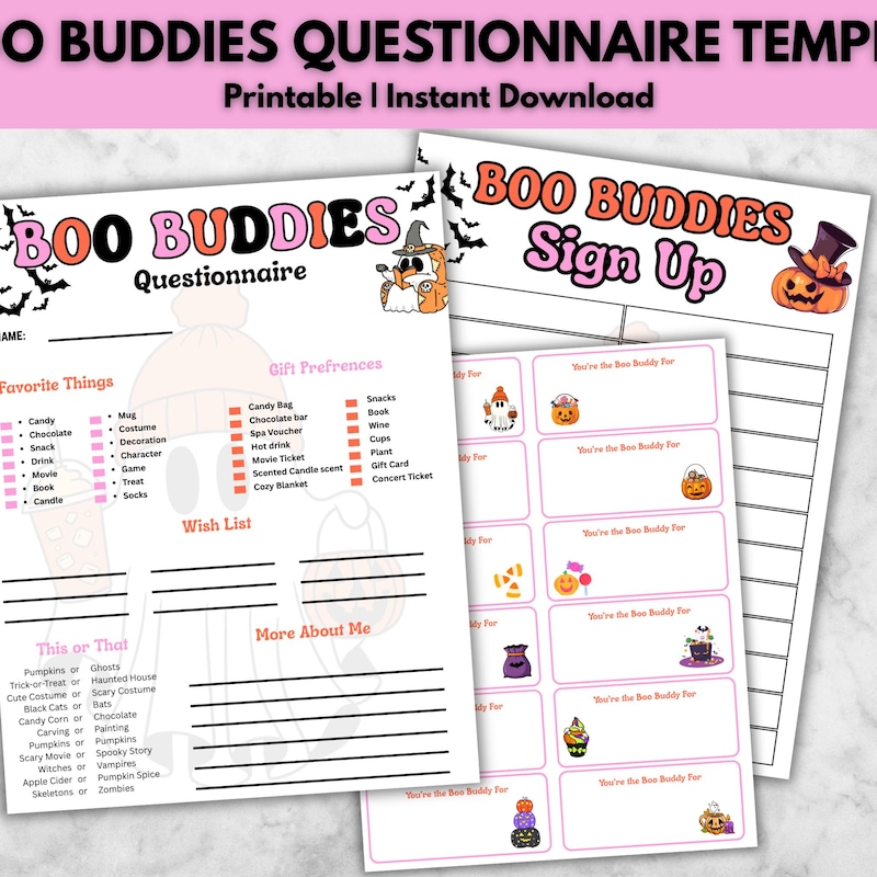 Boo Buddies Questionnaire - Etsy