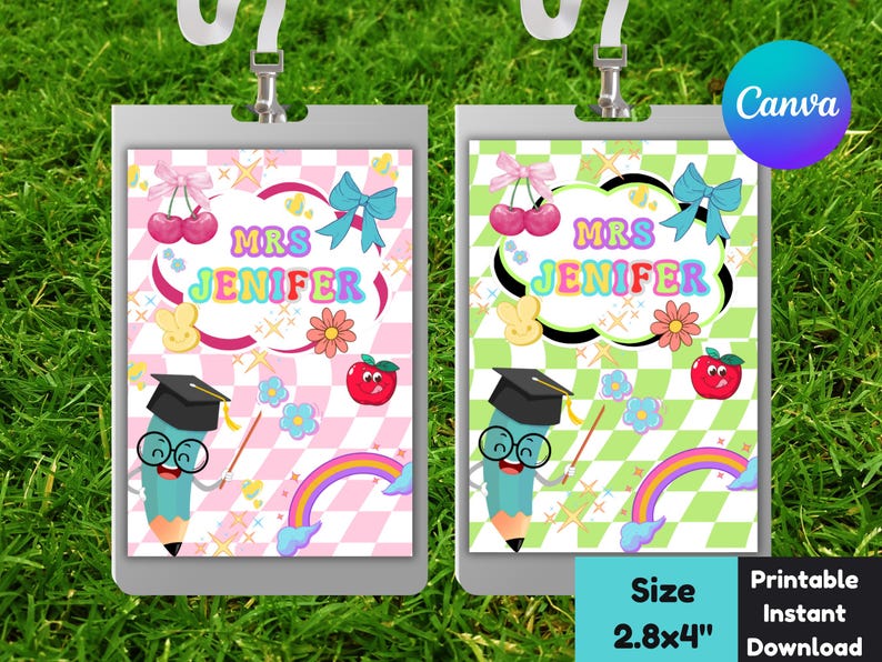 Editable Teacher ID Badge Holder Template | Personalized ID Badge ...