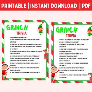 Grinch Trivia Game: Christmas Party Fun (PDF File) - Etsy