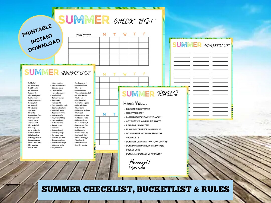 Editable SUMMER Calendar Poster Printables Family Planner Checklist ...
