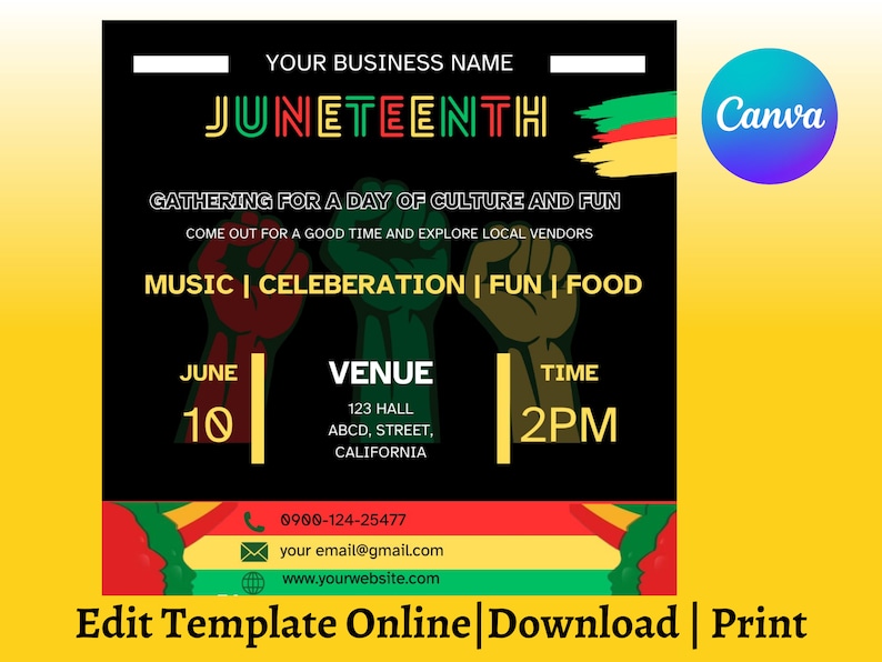 Editable Juneteenth Event Flyer Template: Community Celebration ...