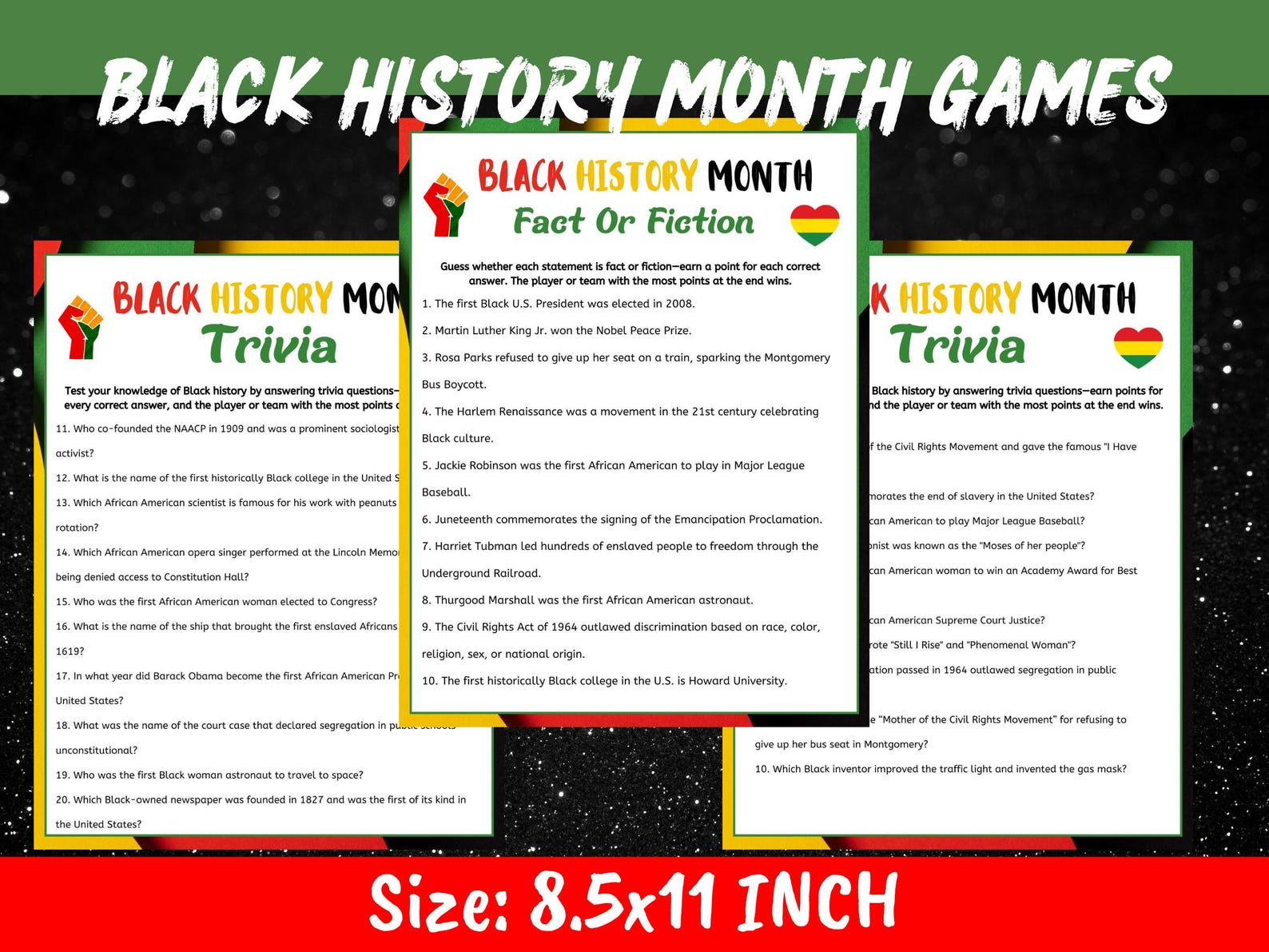 Black History Month Games: Printable Trivia, Family Activities (digital ...