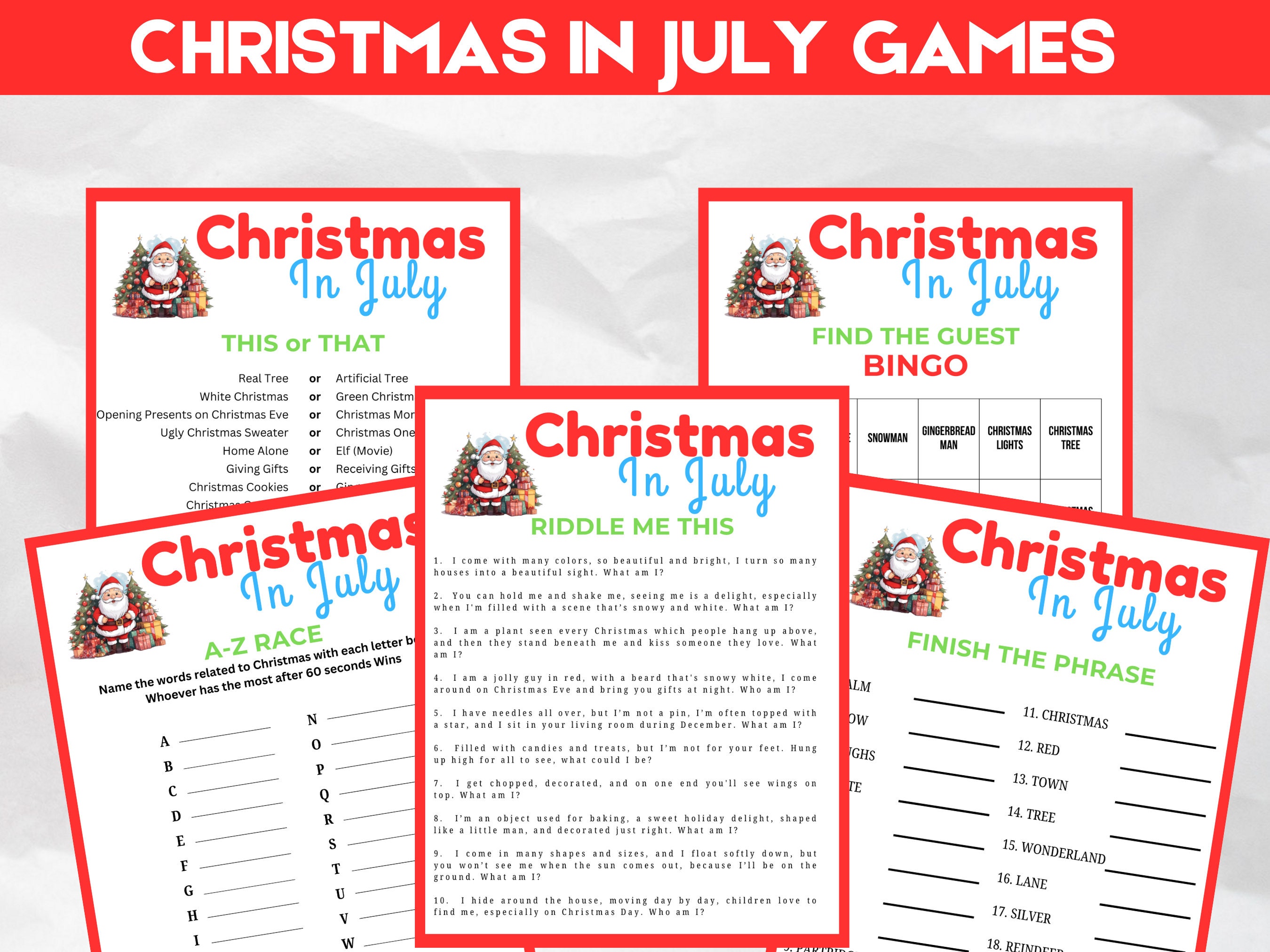 Christmas in July Games Bundle | Santa Games | 20 Christmas Party Games ...