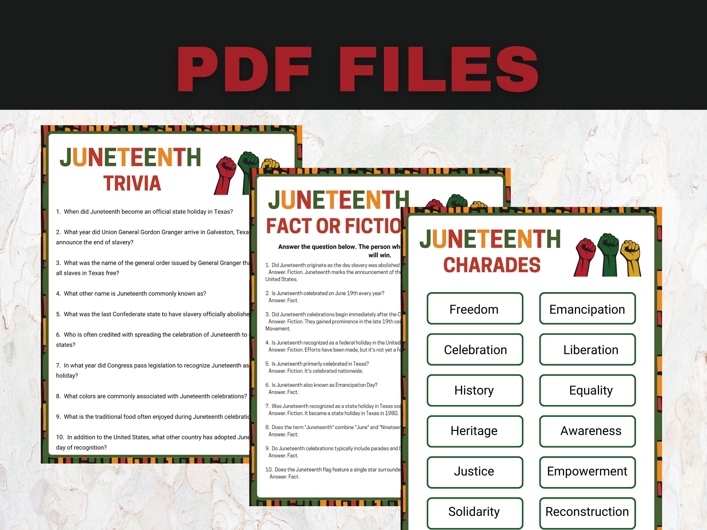 Junteenth Game, Juneteenth Game Bundle, Juneteenth Trivia Printable ...