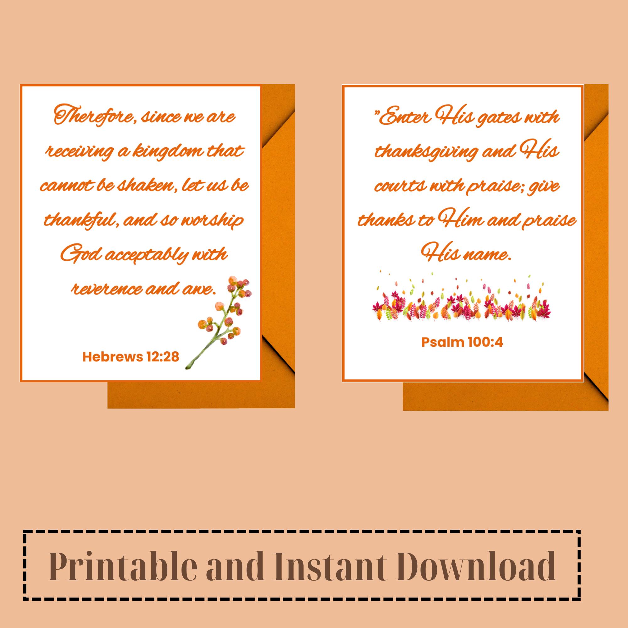 Thanksgiving Printable Scripture Cards, Beautiful Religious Quotes for ...