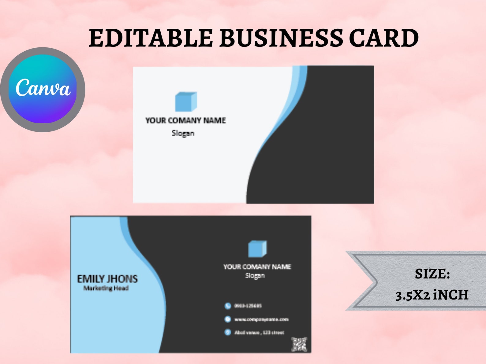 Editable Business Card Template Digital Business Card Business Card ...