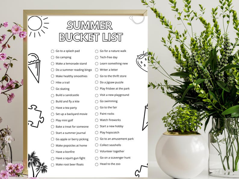 Printable Summer Bucket List Template | Printable Summer Planner ...