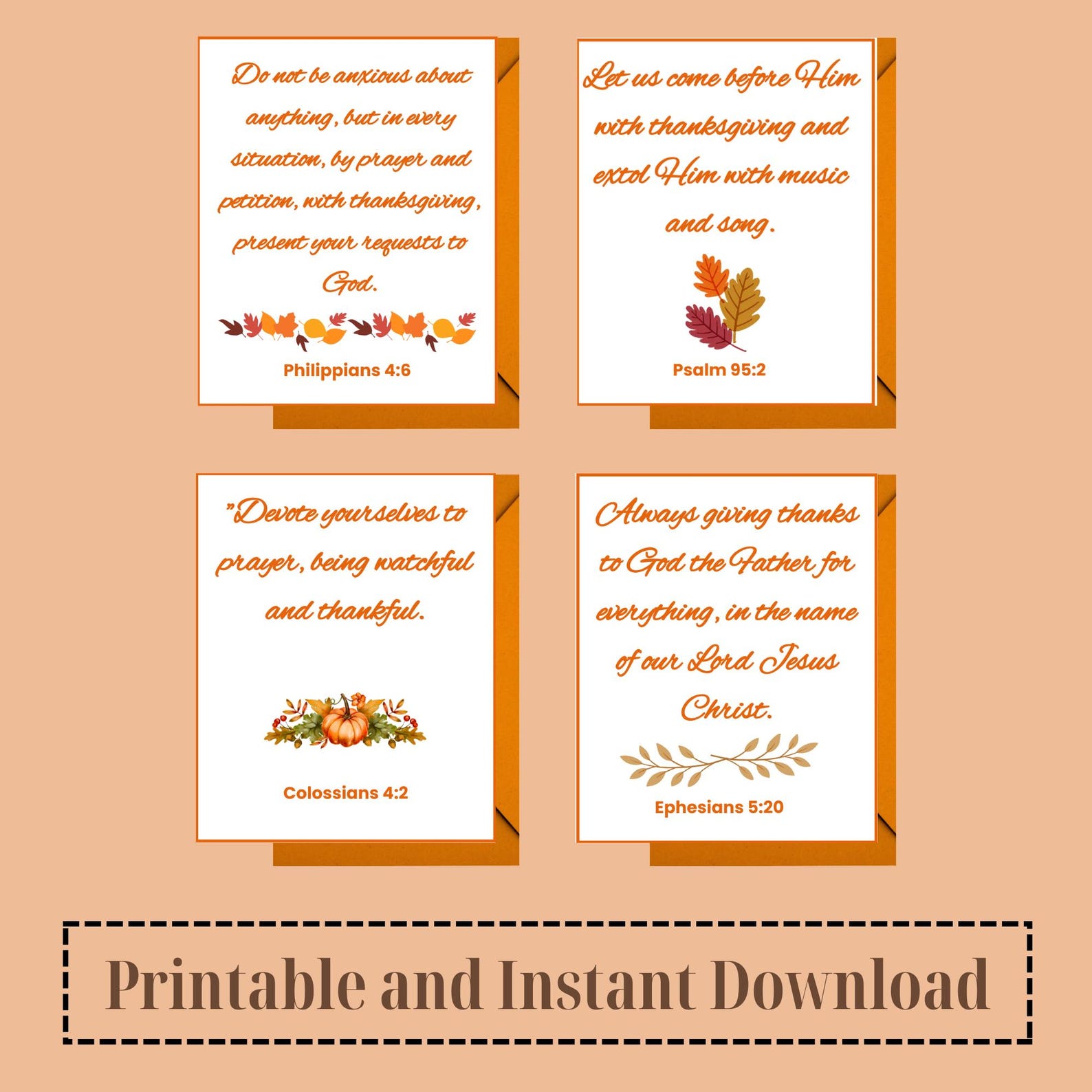 Thanksgiving Printable Scripture Cards, Beautiful Religious Quotes for ...