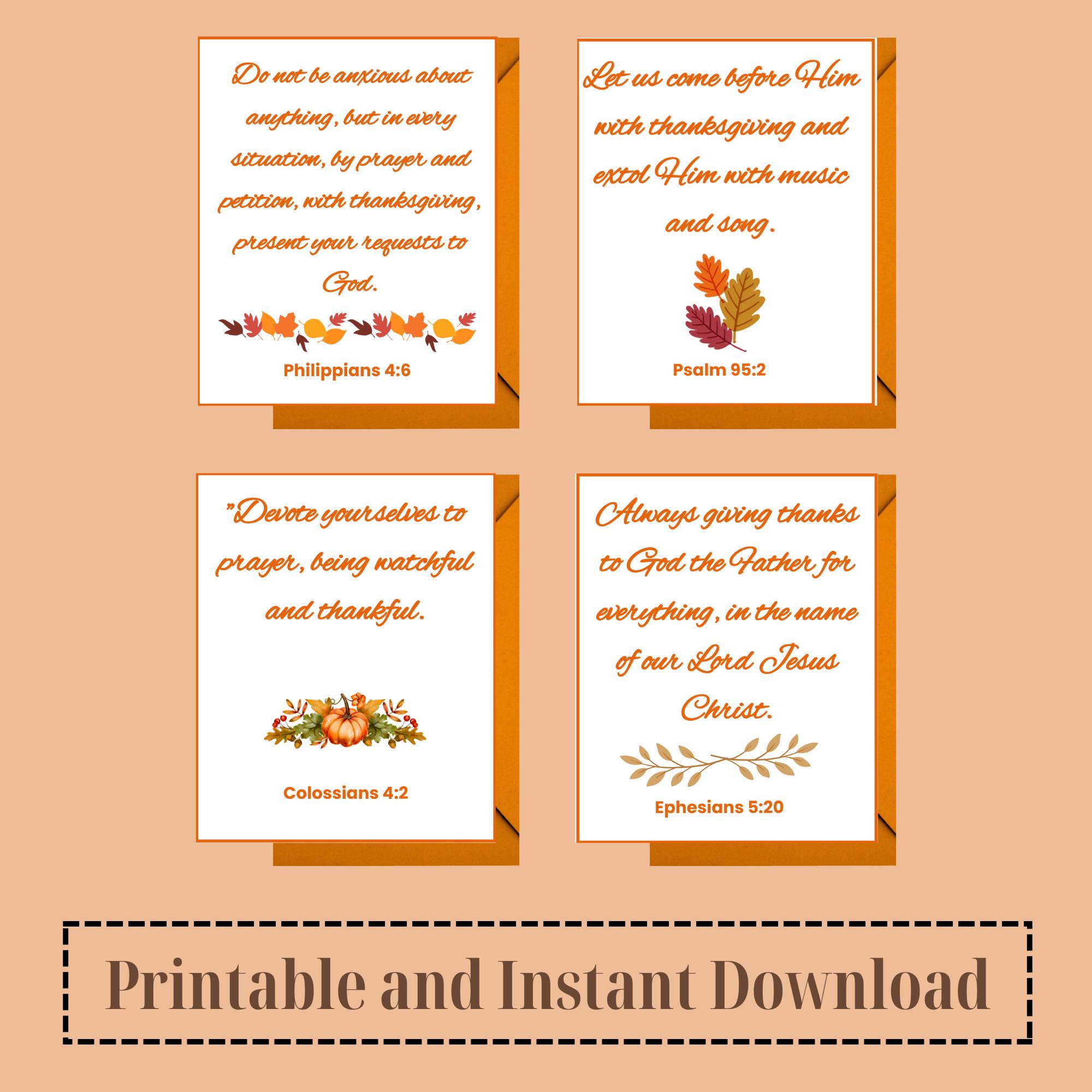 Thanksgiving Printable Scripture Cards, Beautiful Religious Quotes for ...