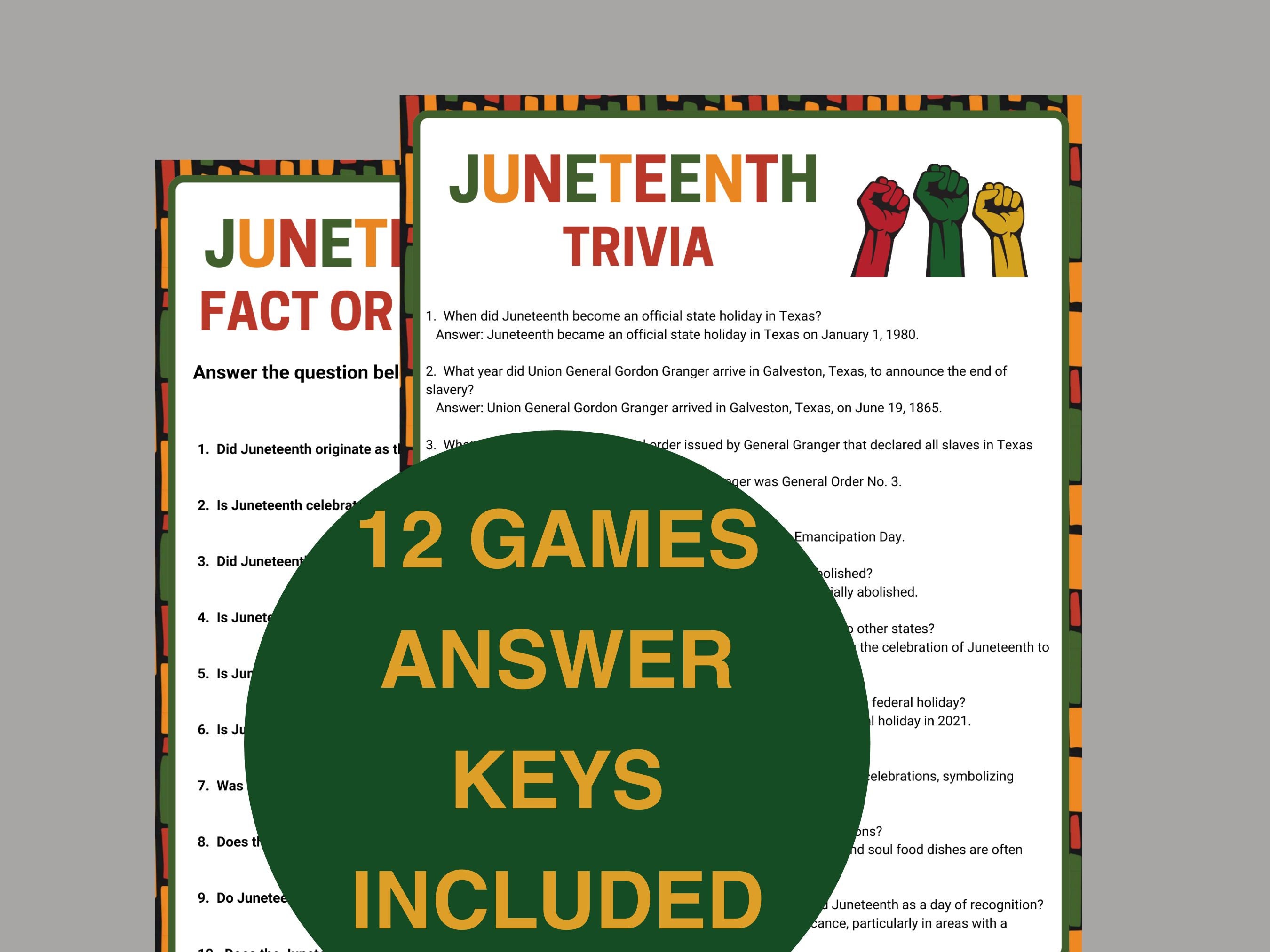 Junteenth Game, Juneteenth Game Bundle, Juneteenth Trivia Printable ...