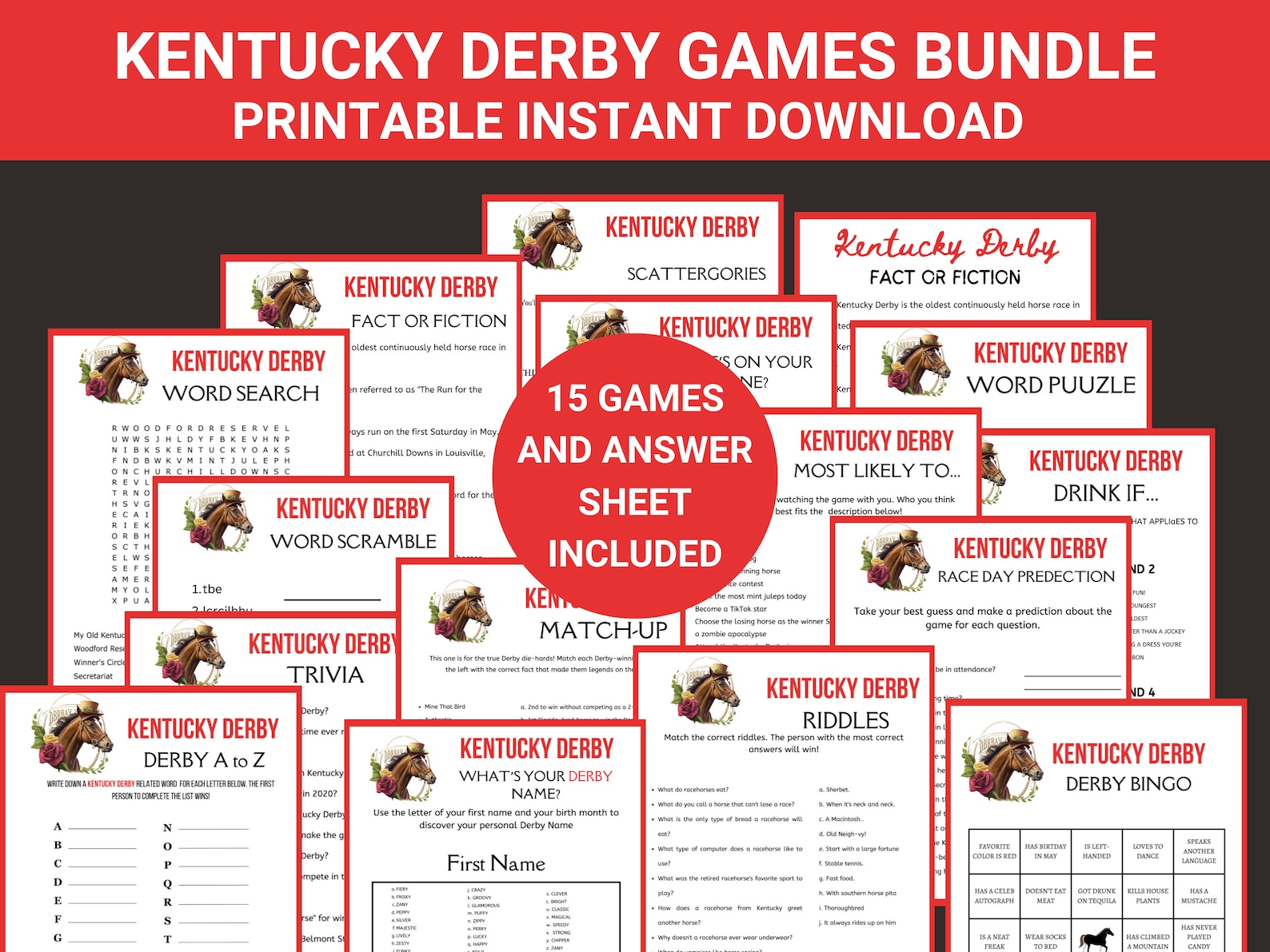 Kentucky Derby Printable Games |kentucky Derby Games | Derby Games ...