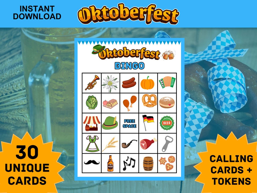 Oktoberfest Bingo Party Game | Printable Beer Festival Game | Beer ...