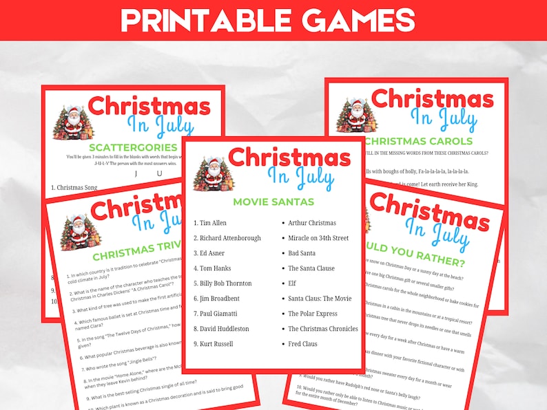 Christmas in July Games Bundle | Santa Games | 20 Christmas Party Games ...