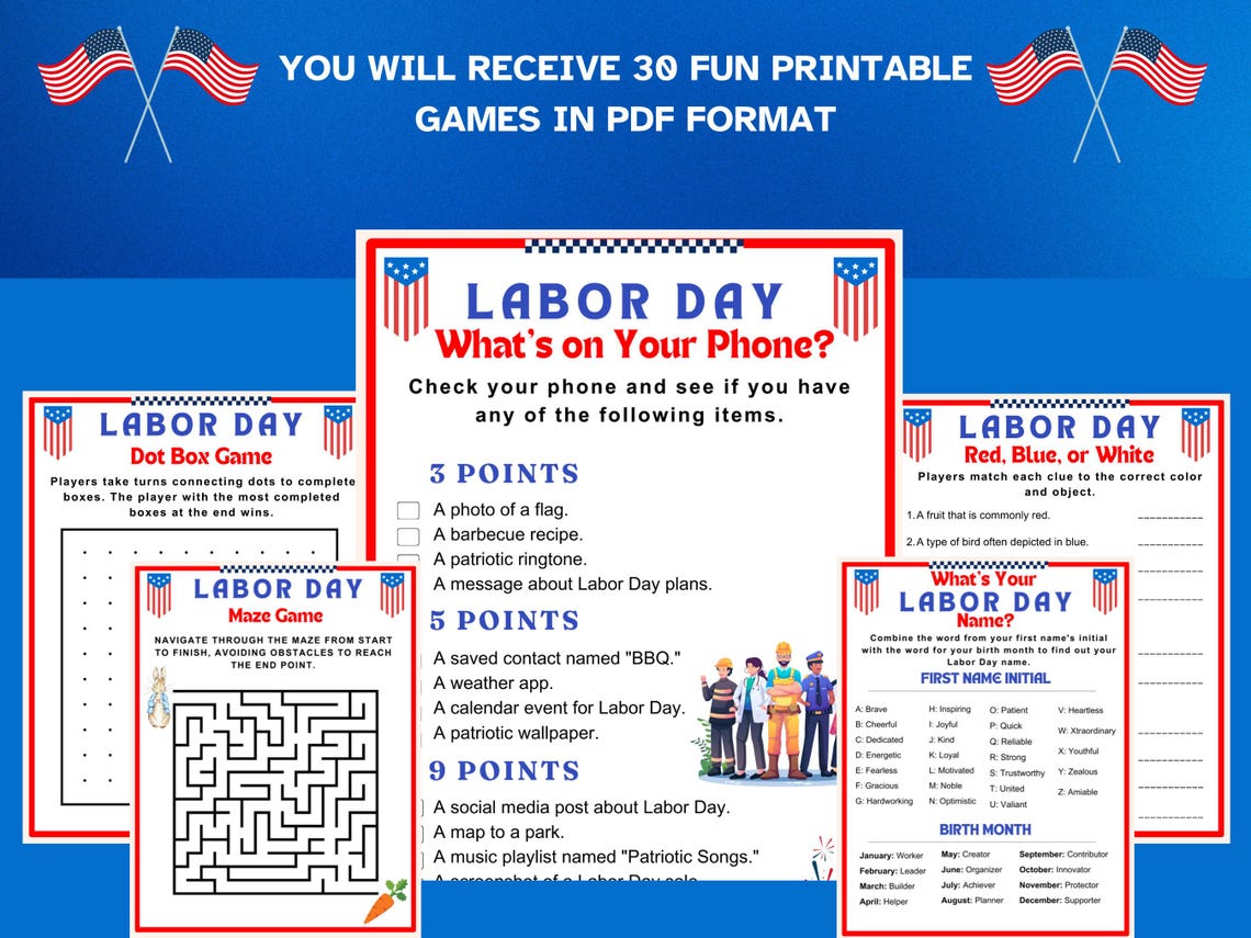Printable Labor Day Games: Office Party Trivia (PDF) - Etsy