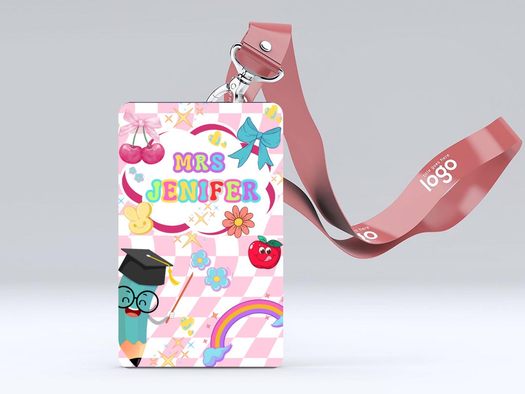 Editable Teacher ID Badge Holder Template | Personalized ID Badge ...