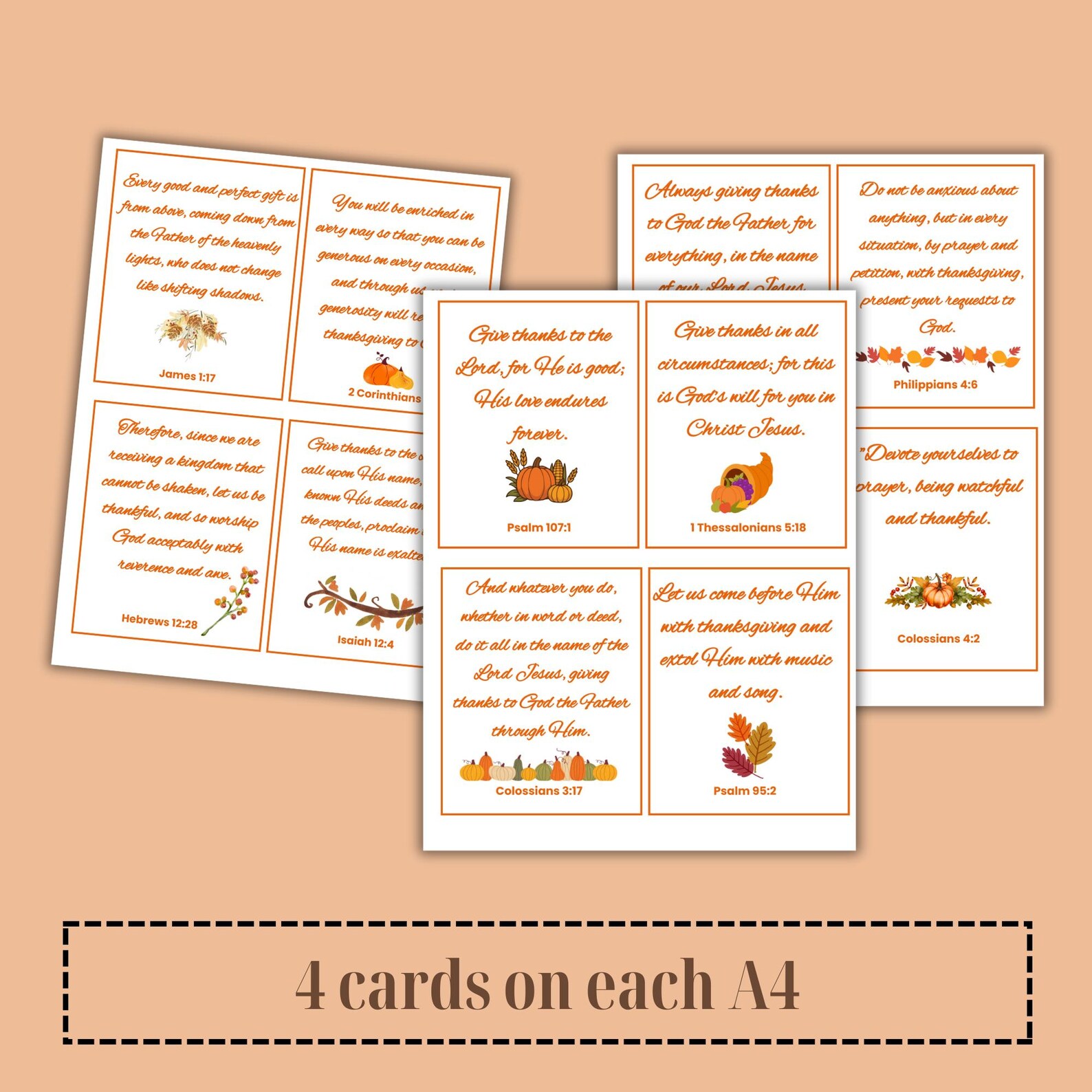 Thanksgiving Printable Scripture Cards, Beautiful Religious Quotes for ...