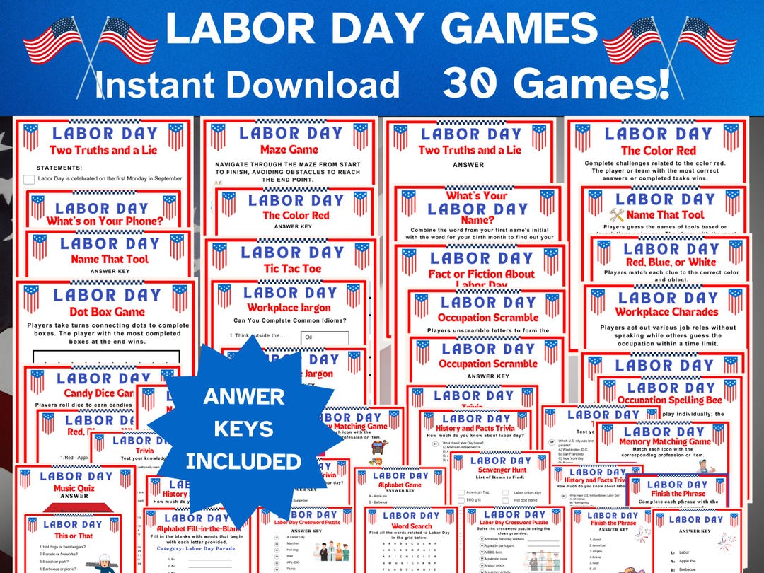 Printable Labor Day Games: Office Party Trivia (PDF) - Etsy