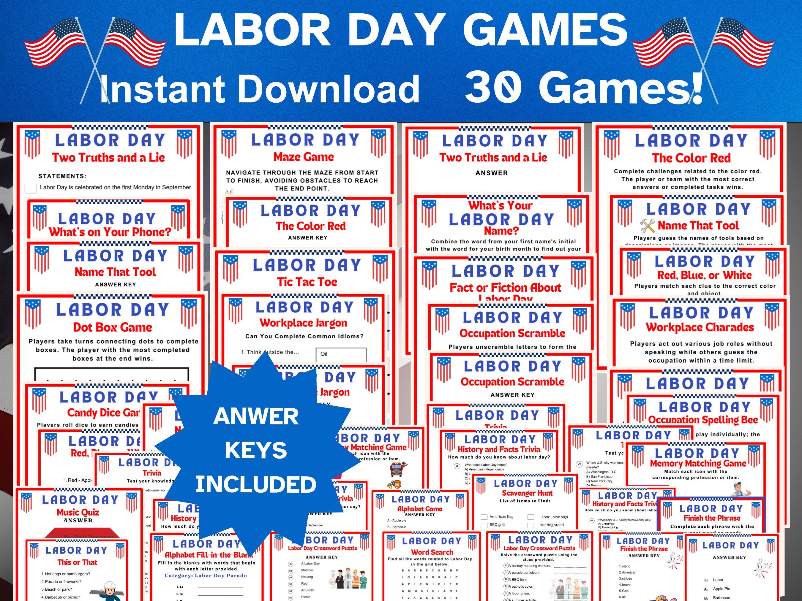 Printable Labor Day Games: Office Party Trivia (PDF) - Etsy