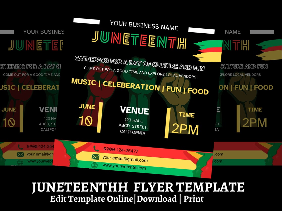 Editable Juneteenth Event Flyer Template: Community Celebration ...