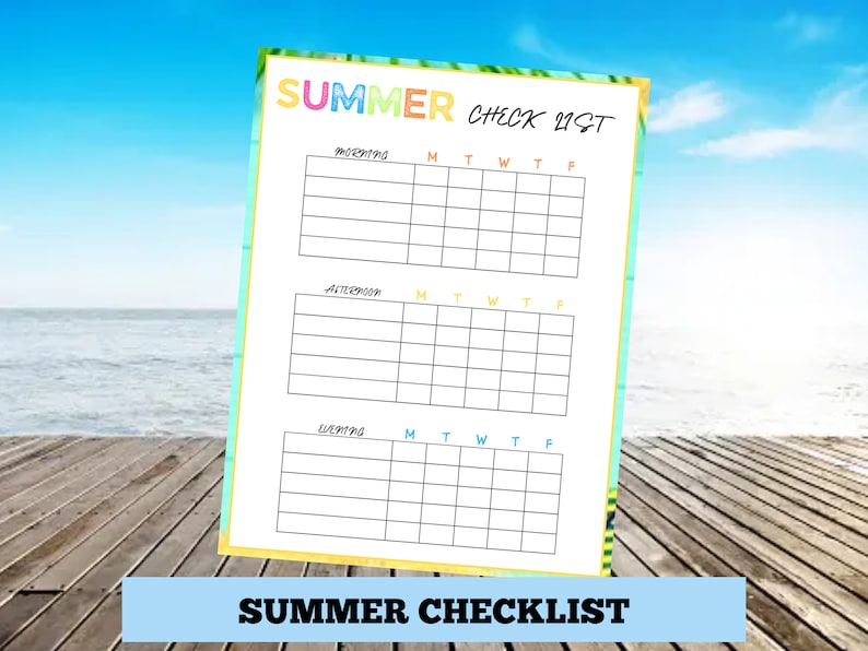 Editable Summer Calendar Poster Printables Family Planner Checklist ...