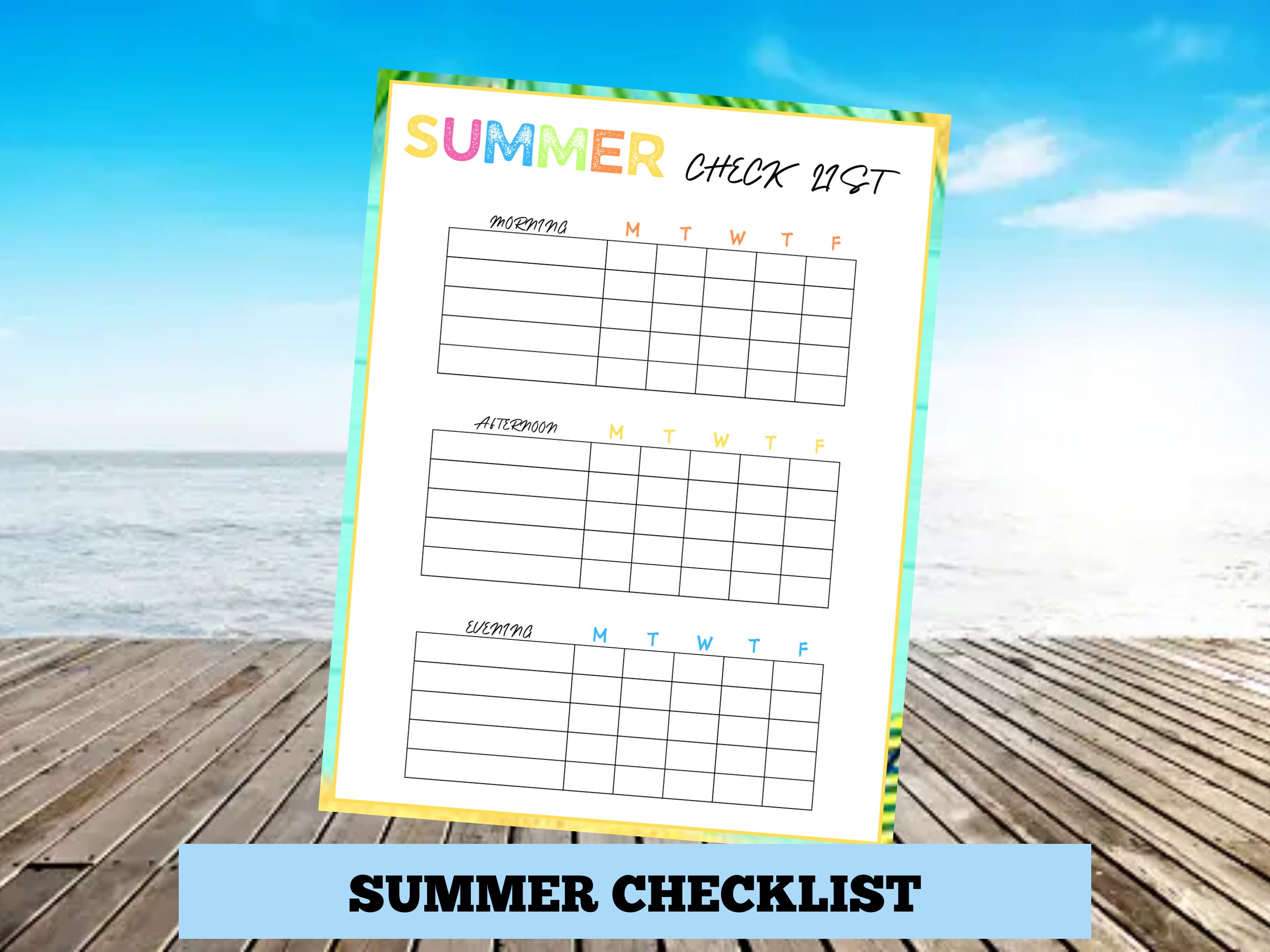 Editable Summer Calendar Poster Printables Family Planner Checklist ...