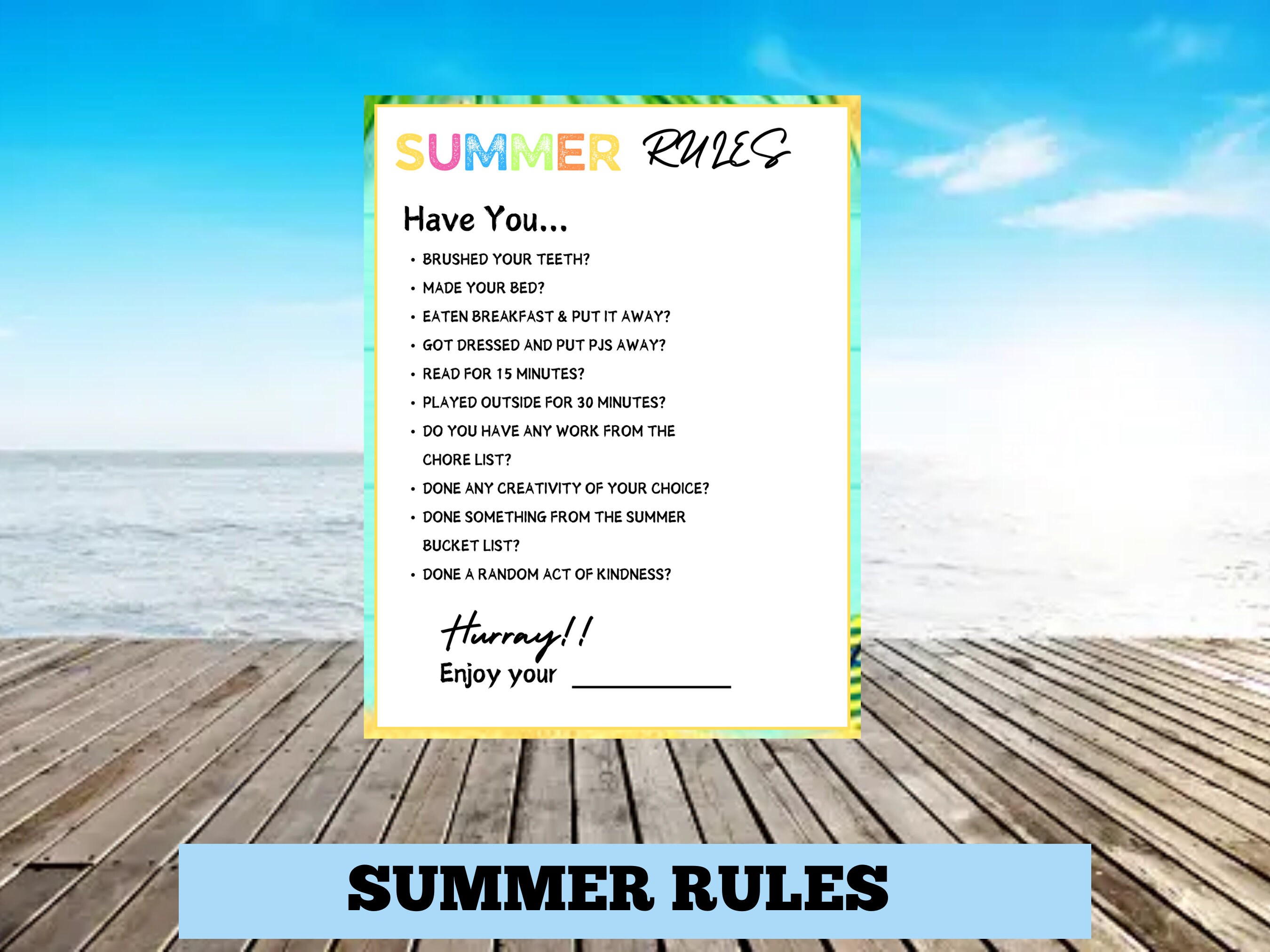 Editable SUMMER Calendar Poster Printables Family Planner Checklist ...