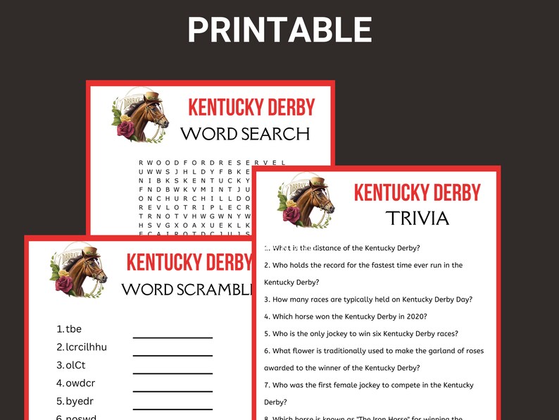 Kentucky Derby Printable Games |kentucky Derby Games | Derby Games ...