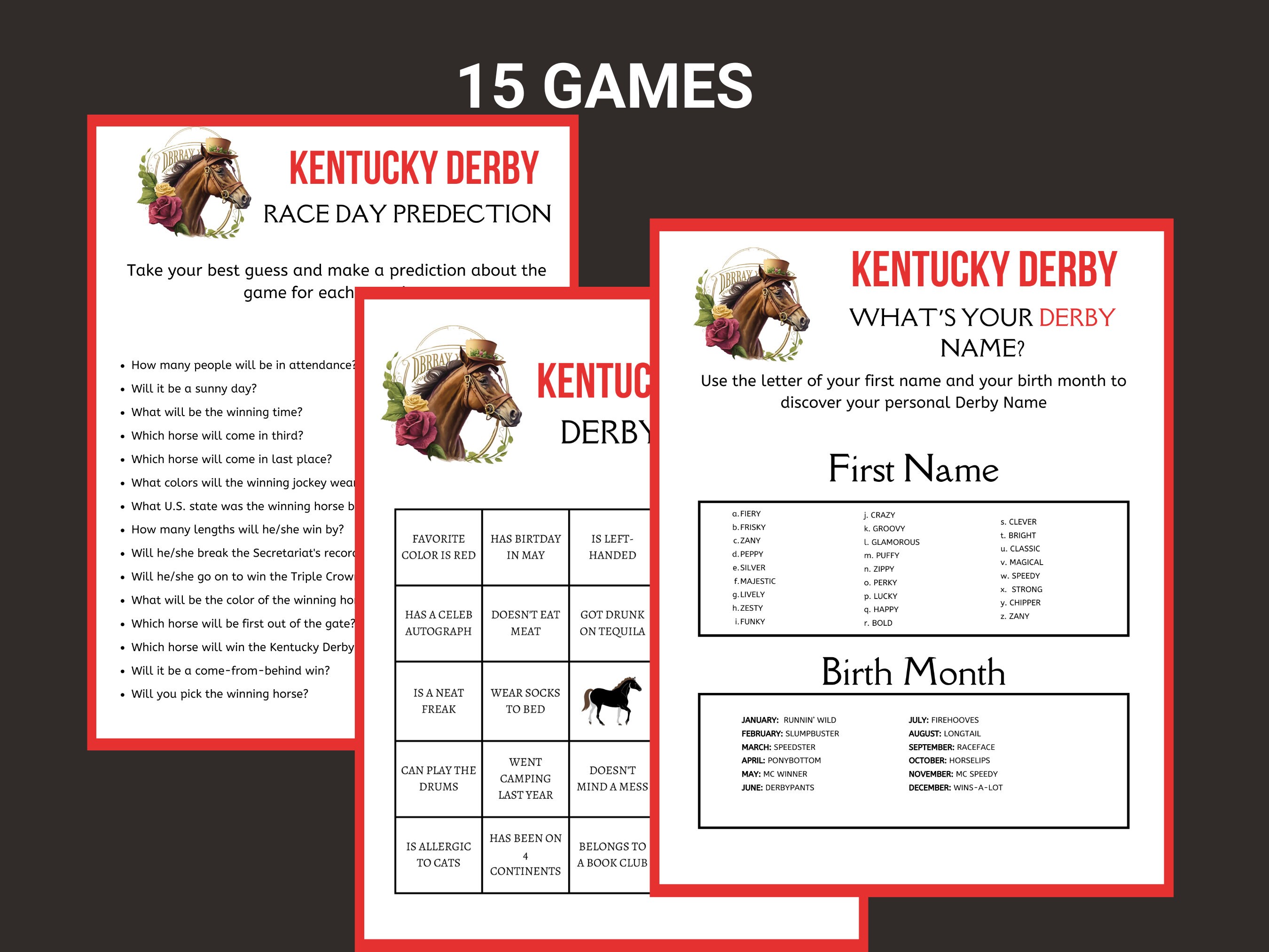 Kentucky Derby Printable Games |kentucky Derby Games | Derby Games ...