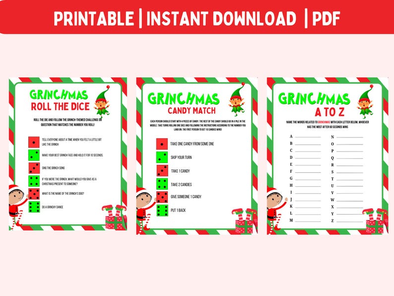 Grinch Christmas Party Games Bundle: Grich Trive, Whow Stole the Lyrics ...