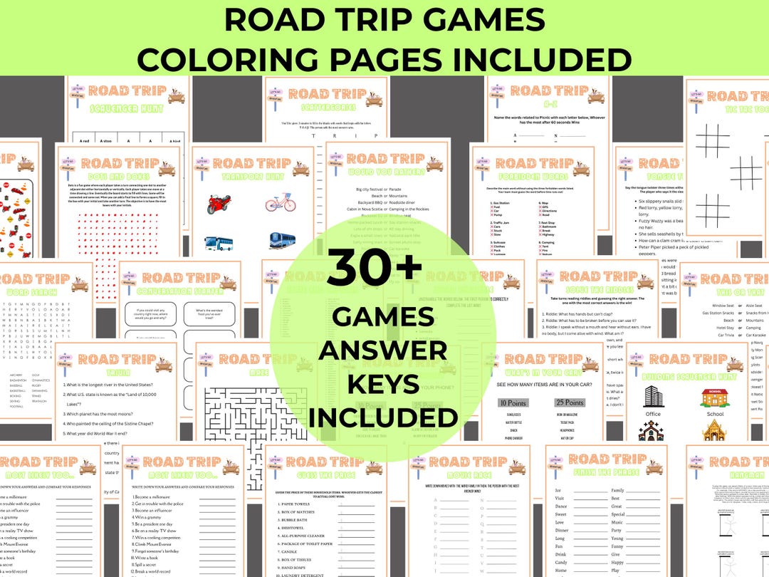 Road Trip Games: 30 Printable Car Travel Activities (digital Download ...