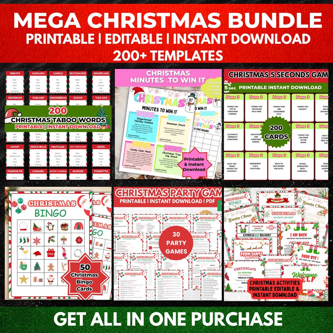 Christmas Party Games Bundle: Christmas Trivia, Christmas Taboo ...