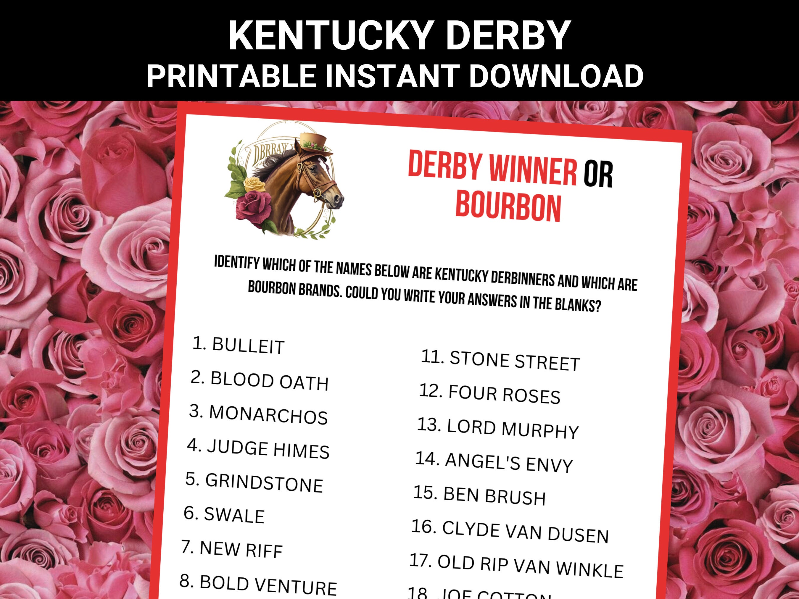 Kentucky Derby Printable Game kentucky Derby Games Derby Games Horse ...