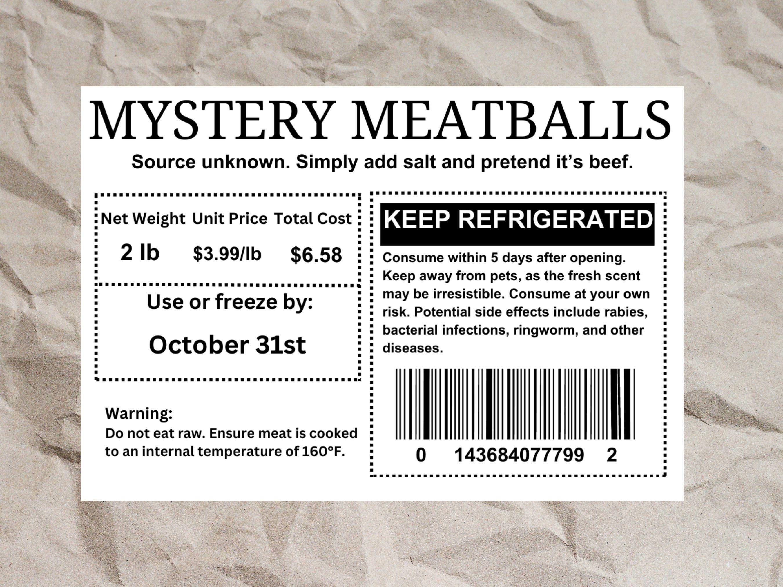 Funny Halloween Fake Meat Labels, Halloween Prank Food Labels Halloween ...