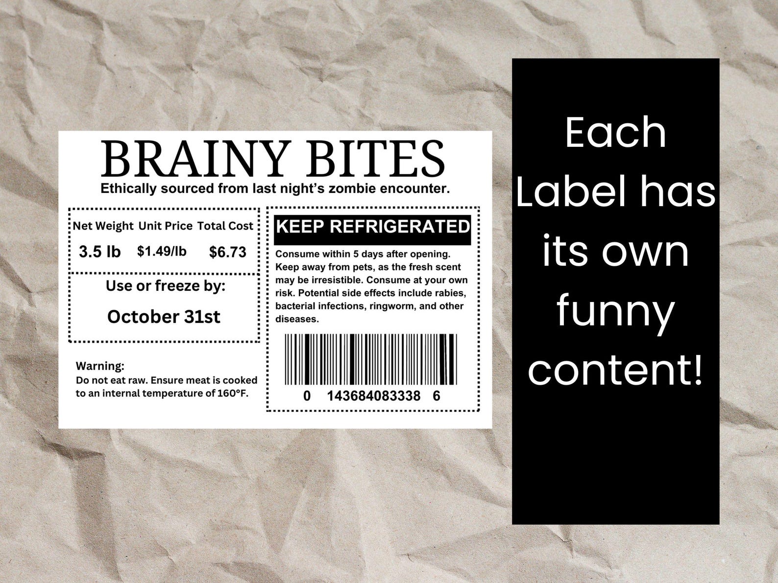 Funny Halloween Fake Meat Labels, Halloween Prank Food Labels Halloween ...