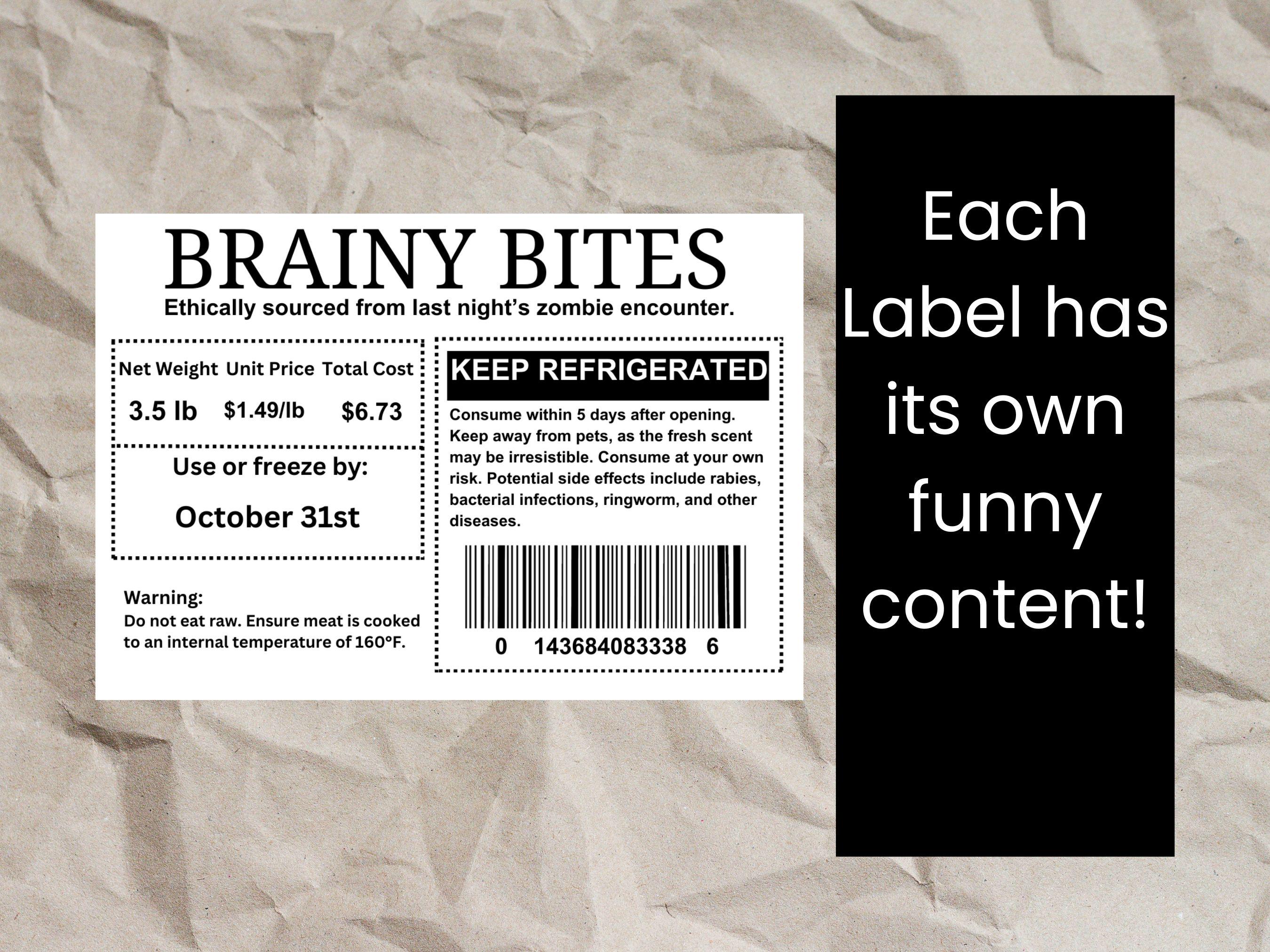 Funny Halloween Fake Meat Labels, Halloween Prank Food Labels Halloween ...