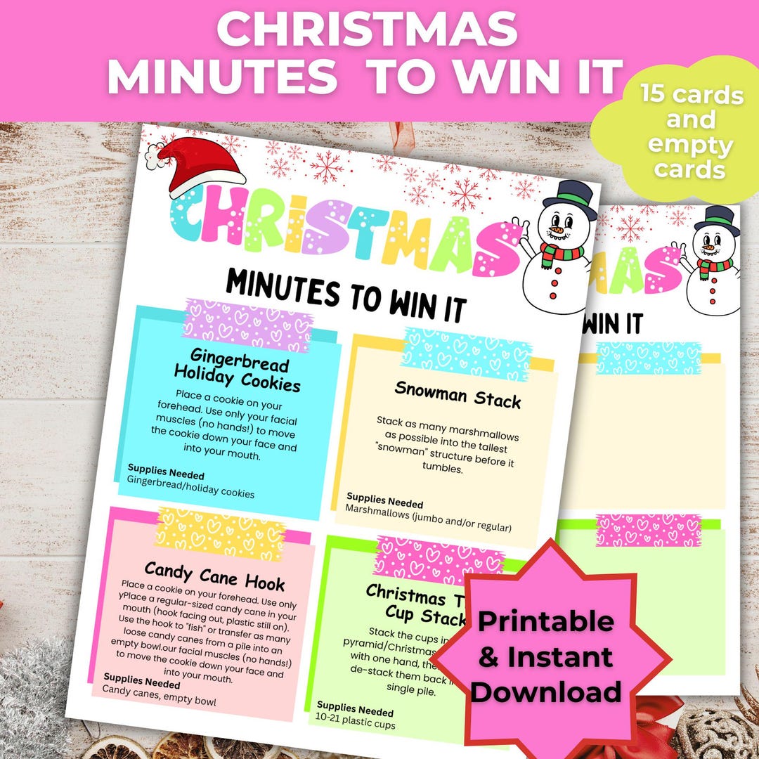Christmas Minute to Win It Games | Fun Printable Christmas Party Games ...