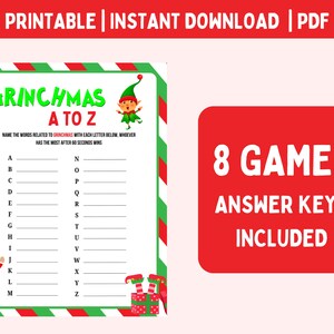Grinch Christmas Party Games Bundle: Grich Trive, Whow Stole the Lyrics ...