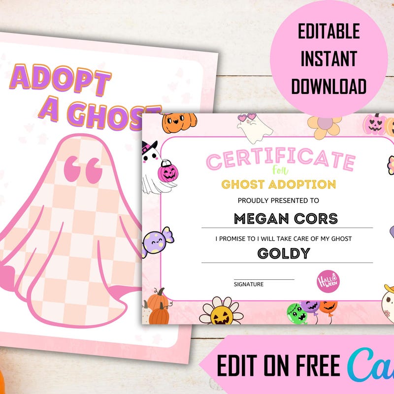 Adopt a Ghost Certificate - Etsy