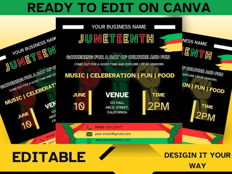 Editable Juneteenth Event Flyer Template: Community Celebration ...