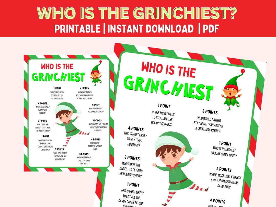Who is the Grinchiest Game Grinch Christmas Party Game, the Grinch Party Games, Christmas Kids ...